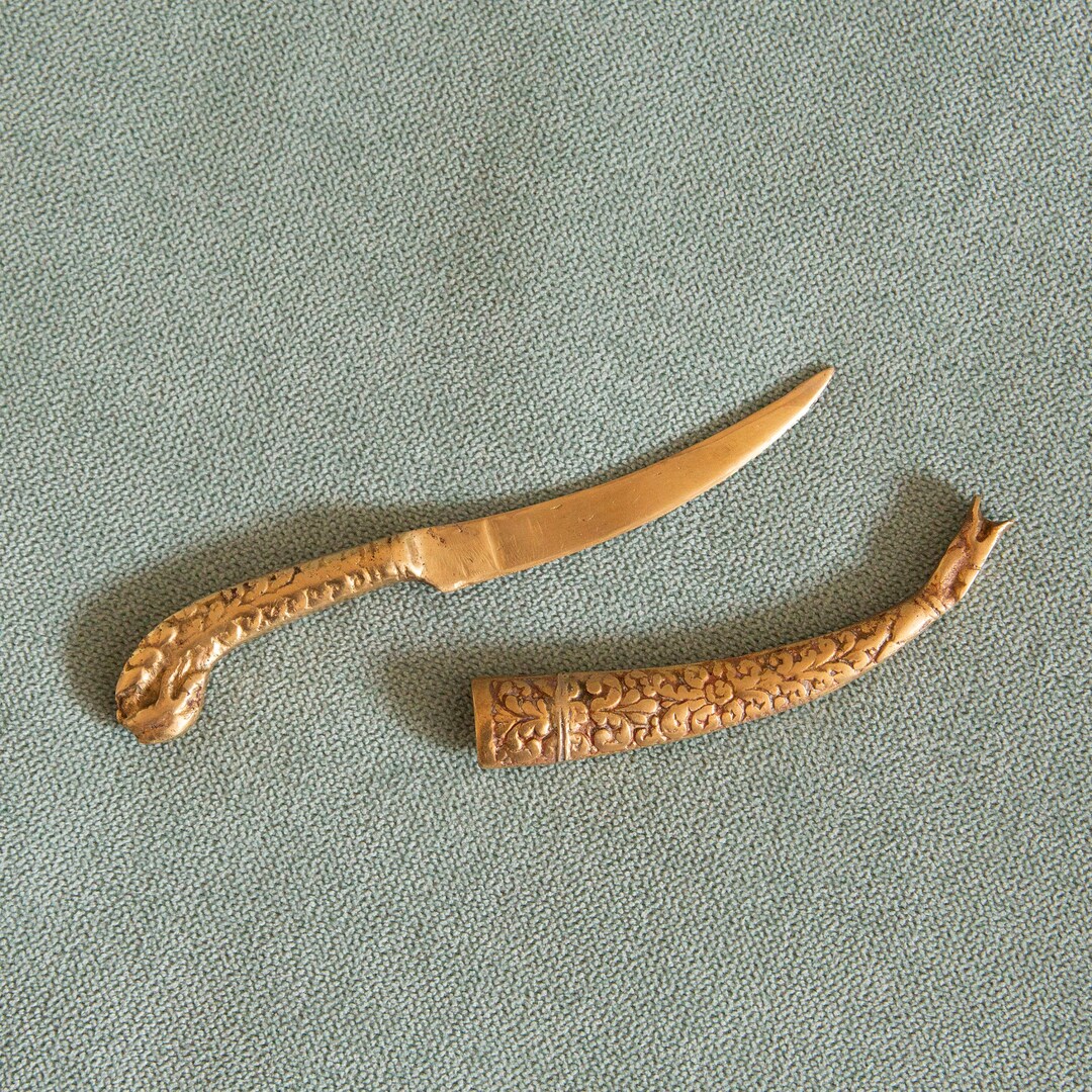 Vintage Brass Athame Dagger, Ceremonial Ornate Dagger, Altar Decor ...