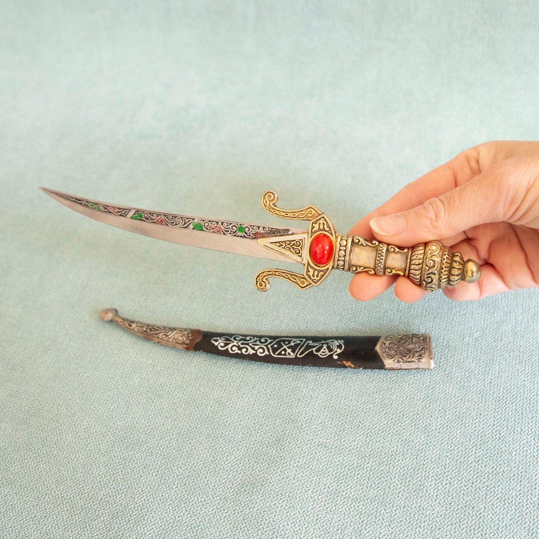 Vintage Athame Dagger, Altar Ritual Ceremonial Knife, Ornate Letter ...
