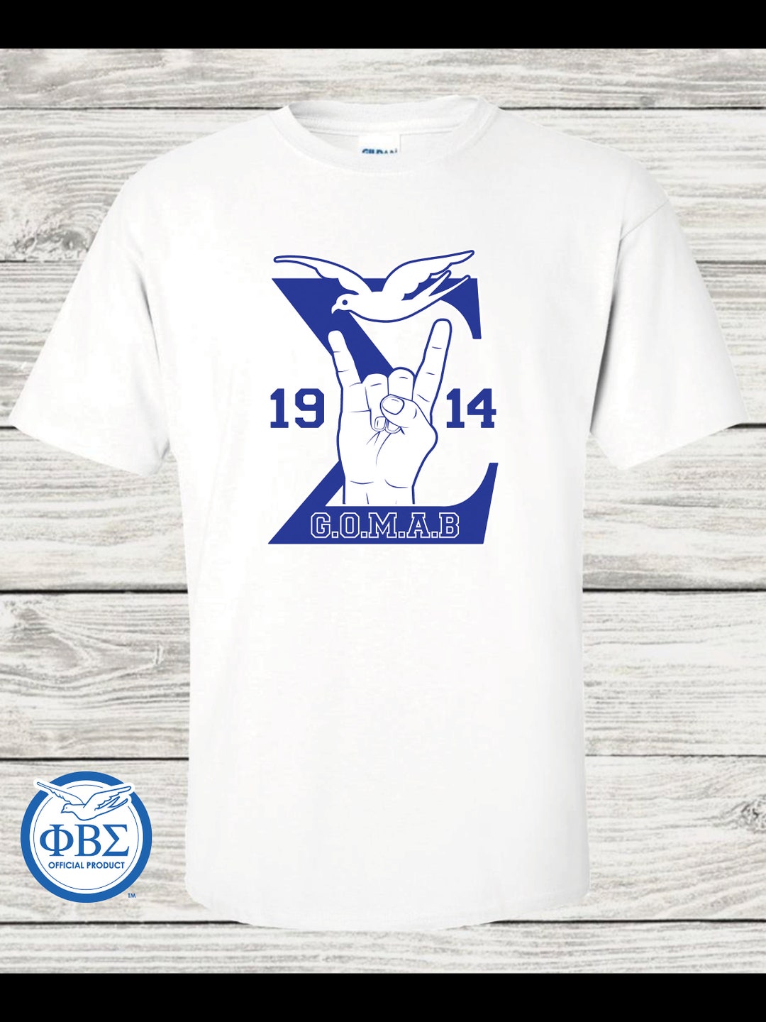 GOMAB 1914 Sigma Sign Shirt – Blue Dove Fraternity Tee for Phi Beta ...