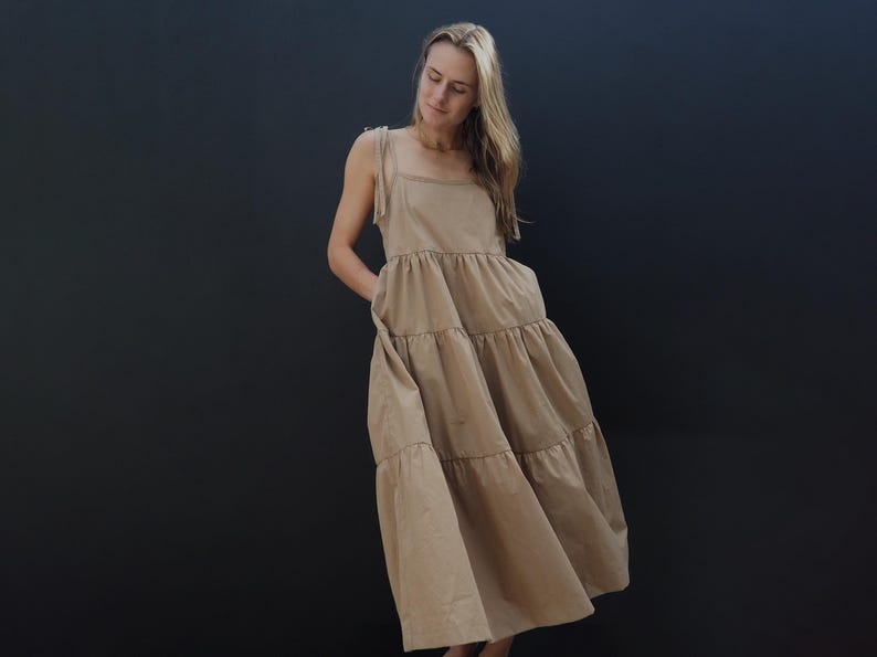 Cami Tiered Sundress PDF Sewing Pattern | Strappy Tiered Summer Midi or ...