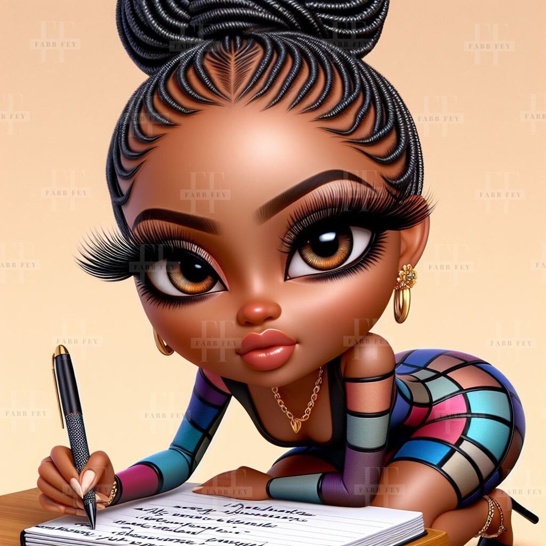Exclusive 3 Chibi African American Curvy Woman Fashionista Png Etsy