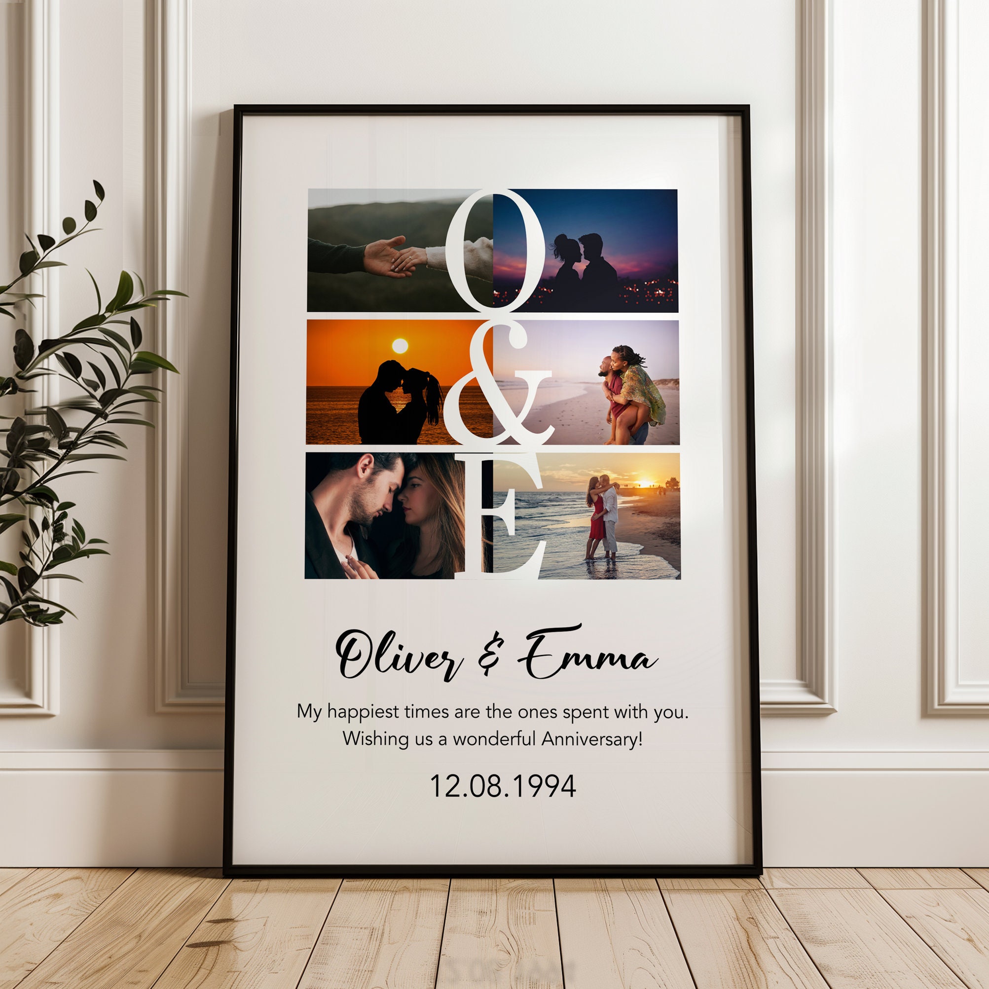 Personalized Couple Initial 1st 2nd Anniversary, Gift for Couple ...