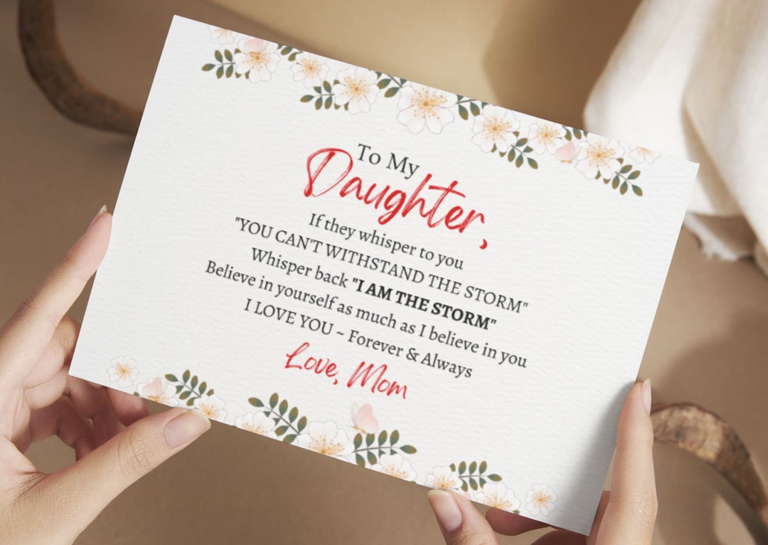 To My Daughter Printable Card DIGITAL DOWNLOAD Thoughtful Gift for ...