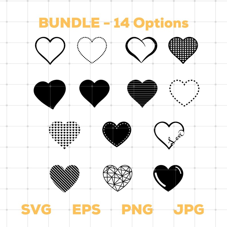 Heart Svg Bundle, Heart Outline Svg, Solid Heart Svg, Heart Outline ...