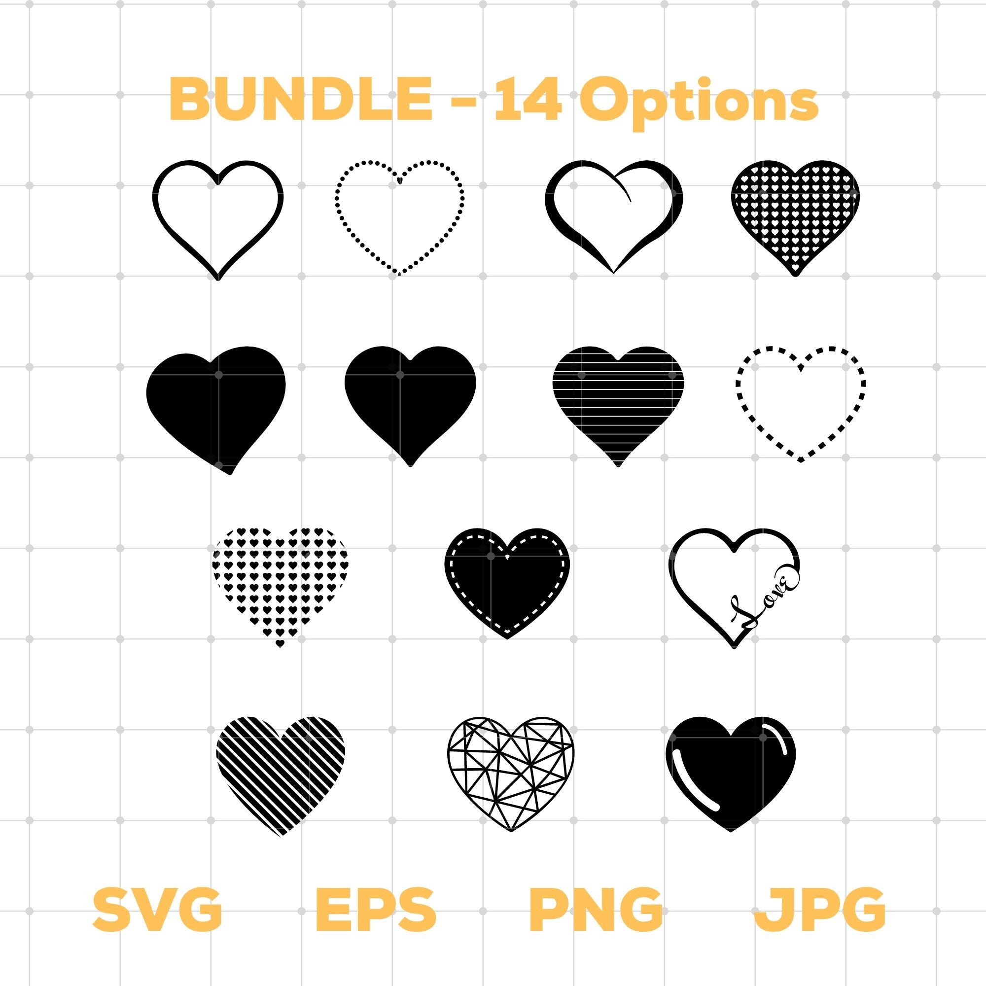 Heart Svg Bundle, Heart Outline Svg, Solid Heart Svg, Heart Outline ...