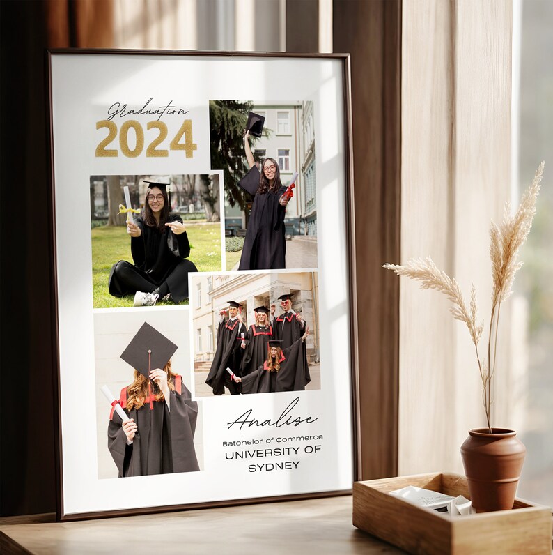 Personalized Graduation Photo Collage Wall Art, Graduation Welcome Sign ...