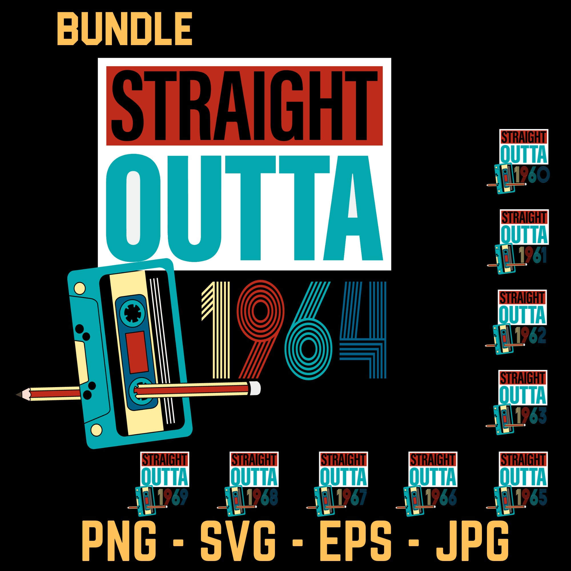 Vintage 1960-69 Original Parts SVG Bundle, Birthday Vintage Svg, 50-60 ...