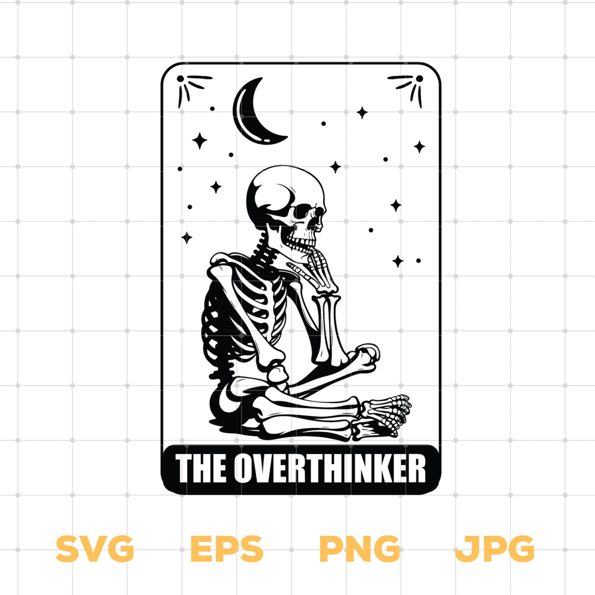 The Overthinker Tarot Svg Png, Overthinker Svg, Skeleton Svg, Skull ...