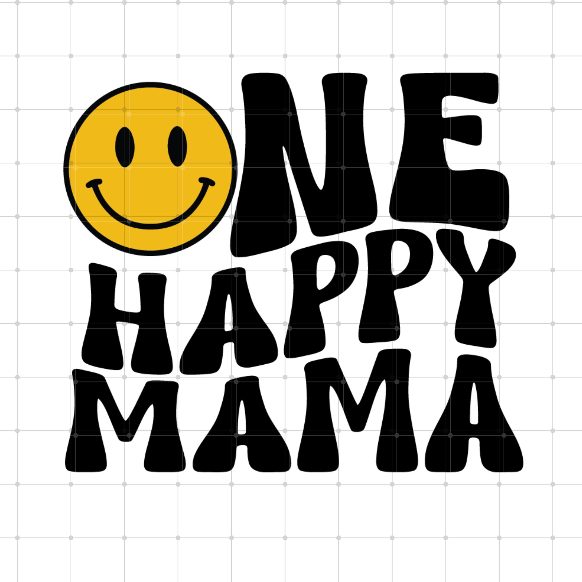 One Happy Mama Svg Png, Birthday Mom Svg, Mommy and Me Svg, Retro Wavy ...