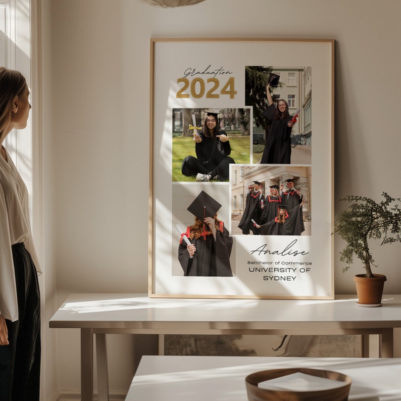 Personalized Graduation Photo Collage Wall Art, Graduation Welcome Sign ...