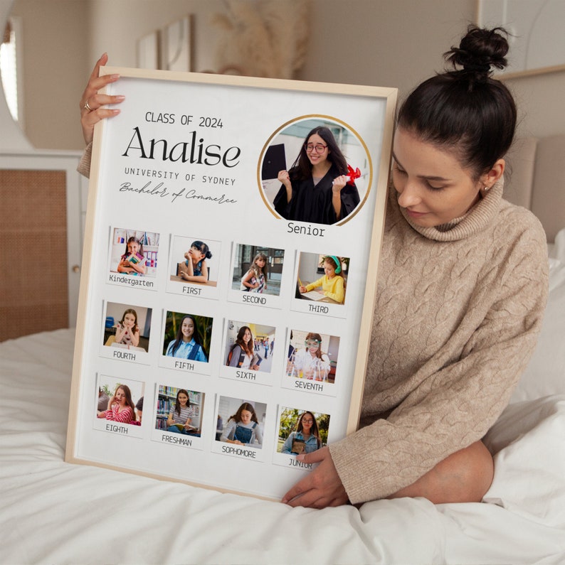 Personalized Graduation Photo Wall Art Print Through the Years Photo ...