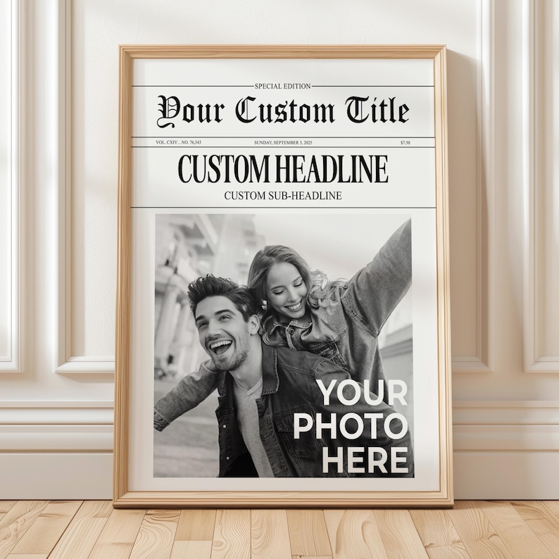 Custom Newspaper Print, Personalized Newsprint Poster,best Friend or ...