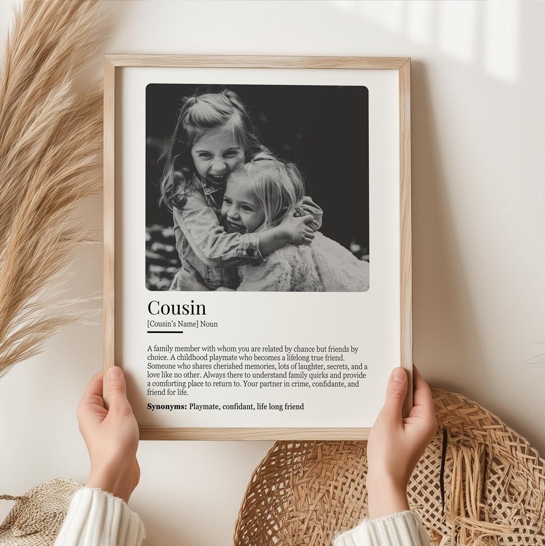 Personalised Cousin Definition Printable Wall Art, Photo Gift for ...