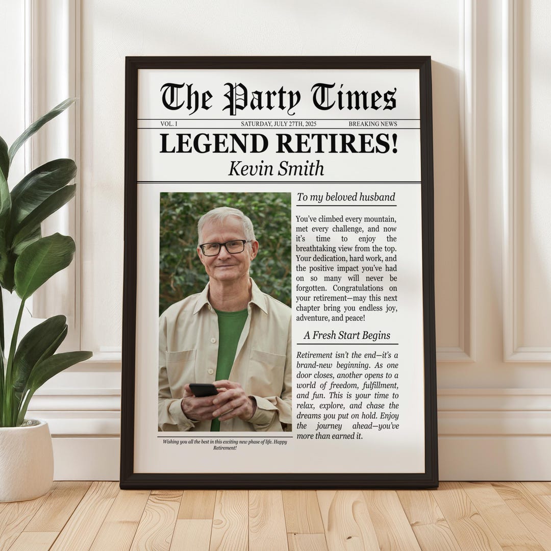 Personalised Retirement Newspaper Print, Retirement Gift for Men or ...