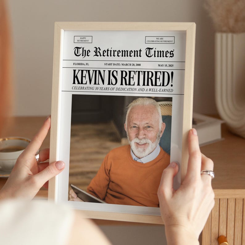 Personalized Retirement Newspaper Print, Custom Work Anniversary Gift ...