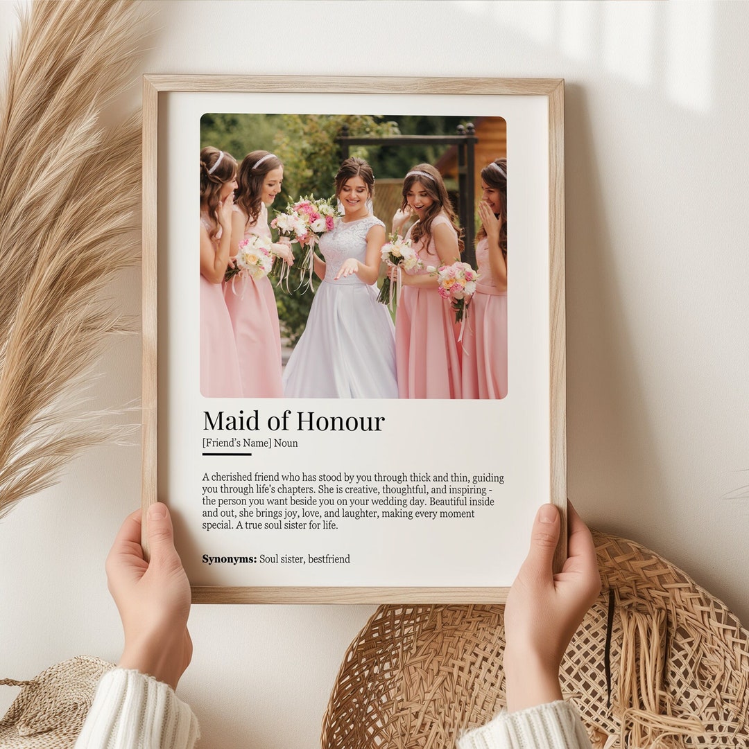 Personalised Maid of Honour Definition Wall Art Print, Thank You ...