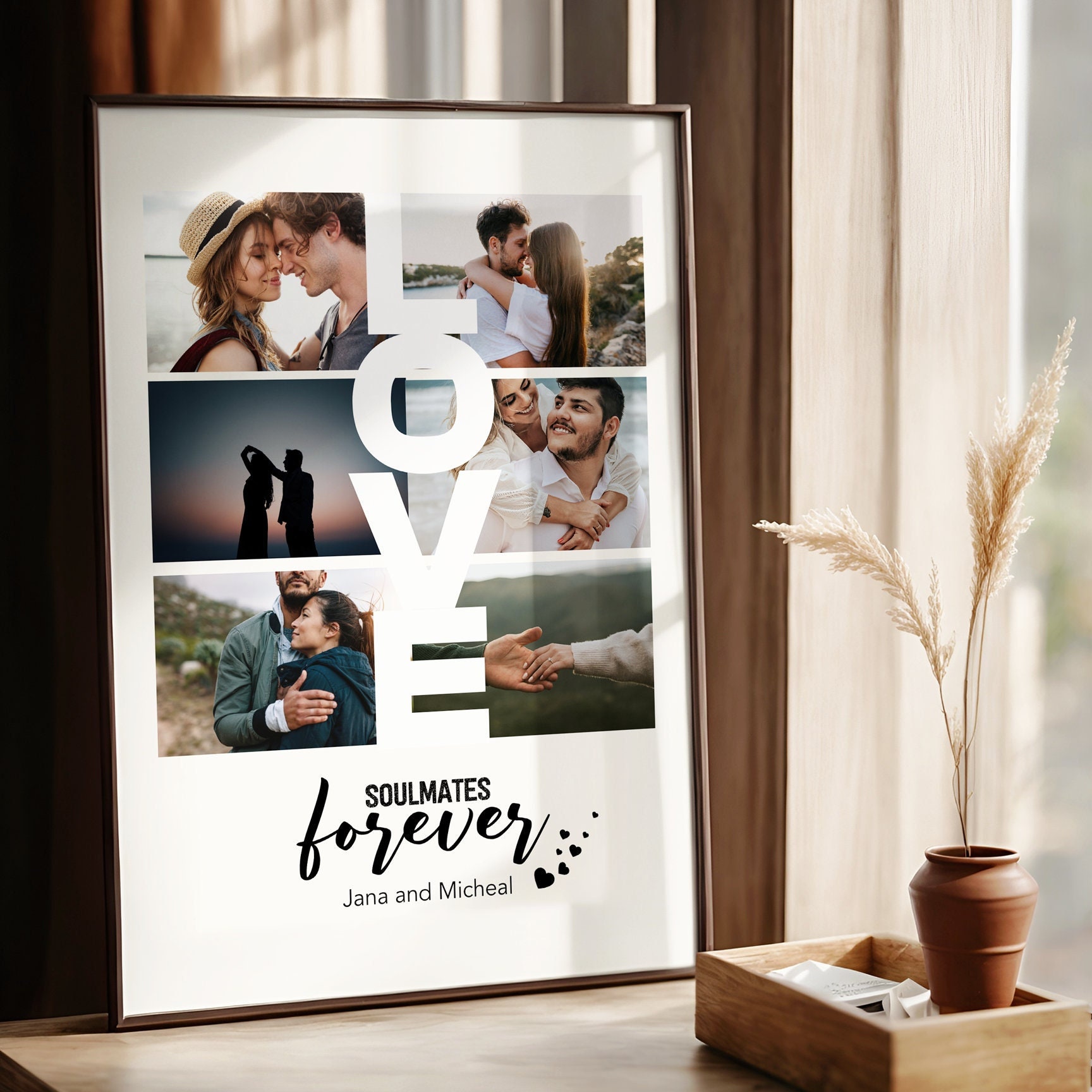 Personalised Couple Picture Collage Memorable Gift for Partner EDITABLE ...