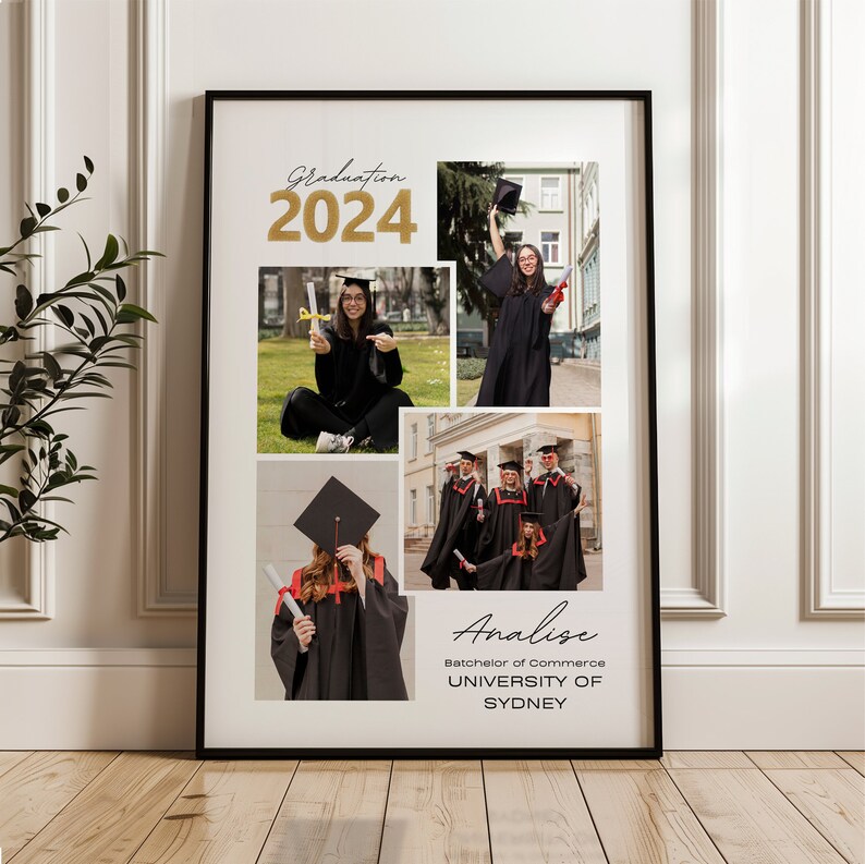 Personalized Graduation Photo Collage Wall Art, Graduation Welcome Sign ...