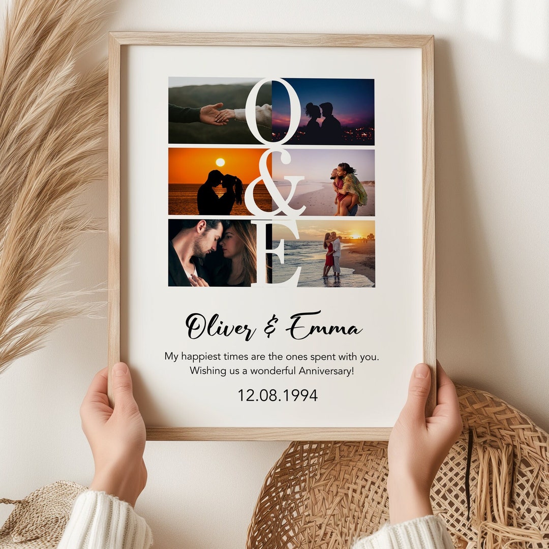 Personalized Couple Initial 1st 2nd Anniversary, Gift for Couple ...