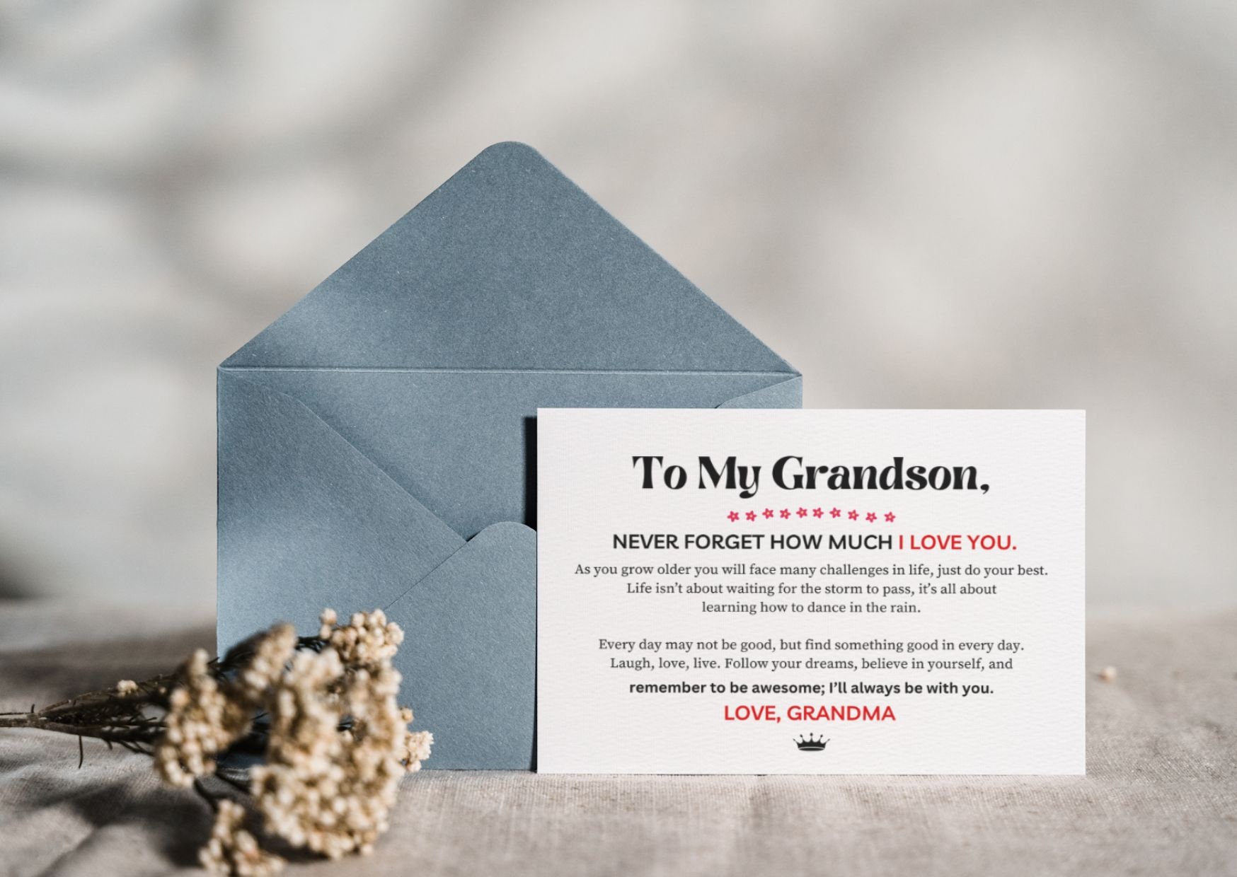 Letter to My Grandson Love Grandma PRINTABLE CARD Gift From Grandma to ...