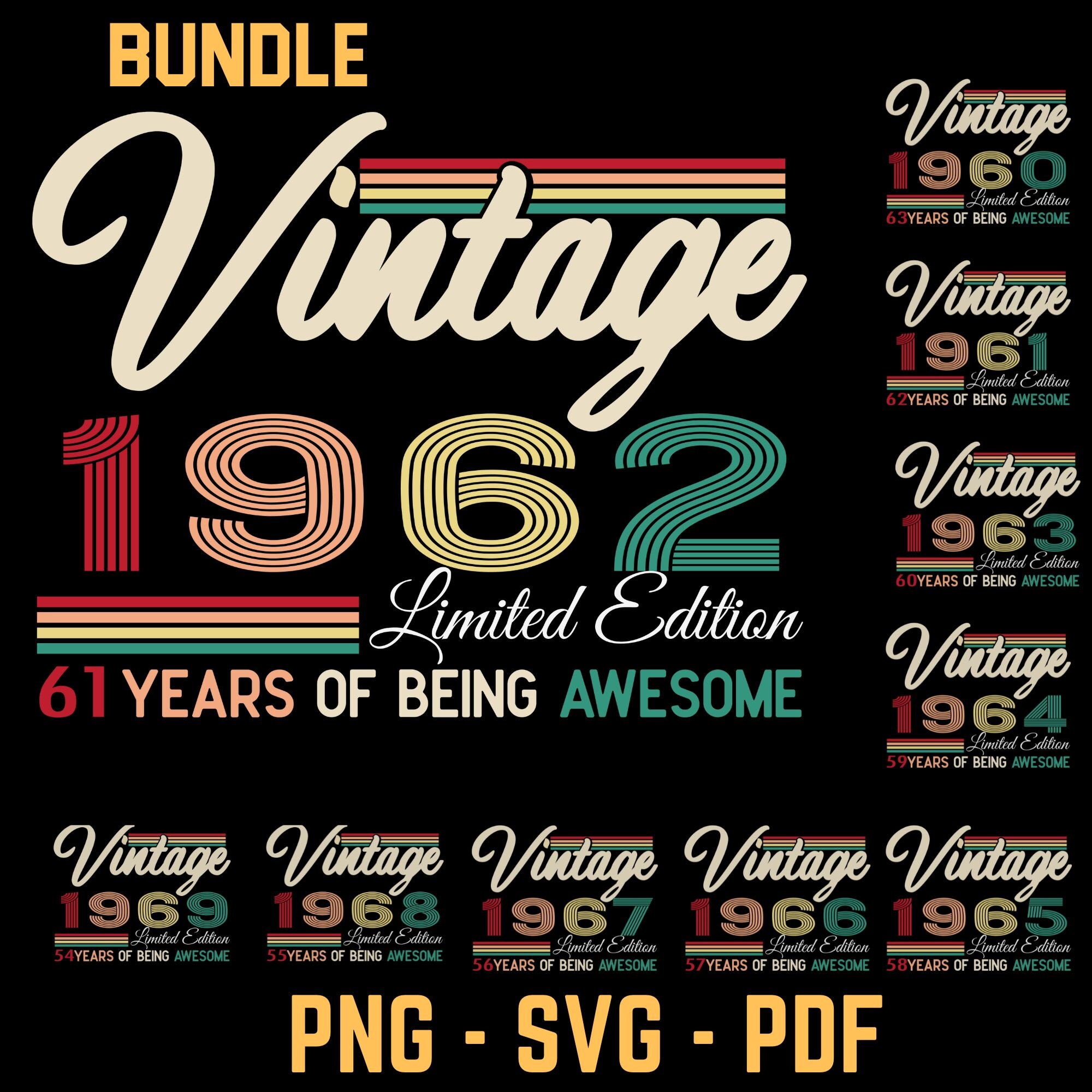 Vintage 1960-69 Original Parts SVG Bundle, Birthday Vintage Svg, 50-60 ...