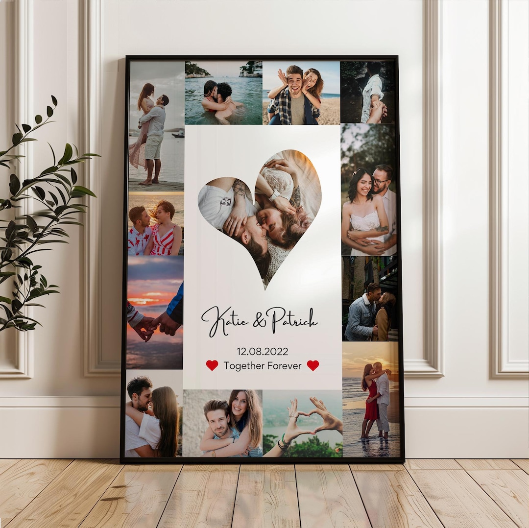 Personalised Heart Shape Photo Collage for Wedding Anniversary Gift for ...