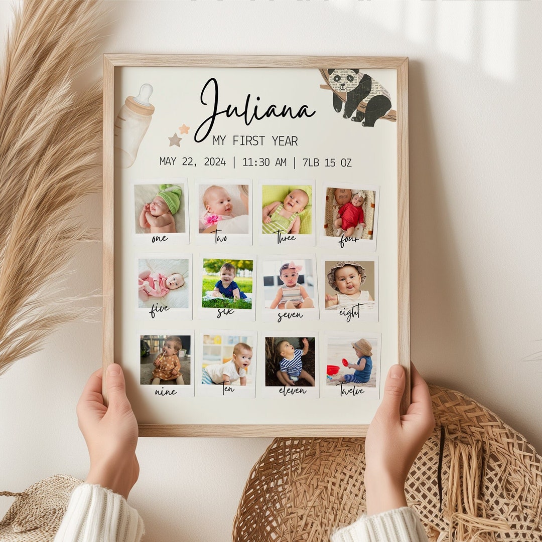 Personalized Baby First Year Photo Collage - Milestone Birthday Poster ...