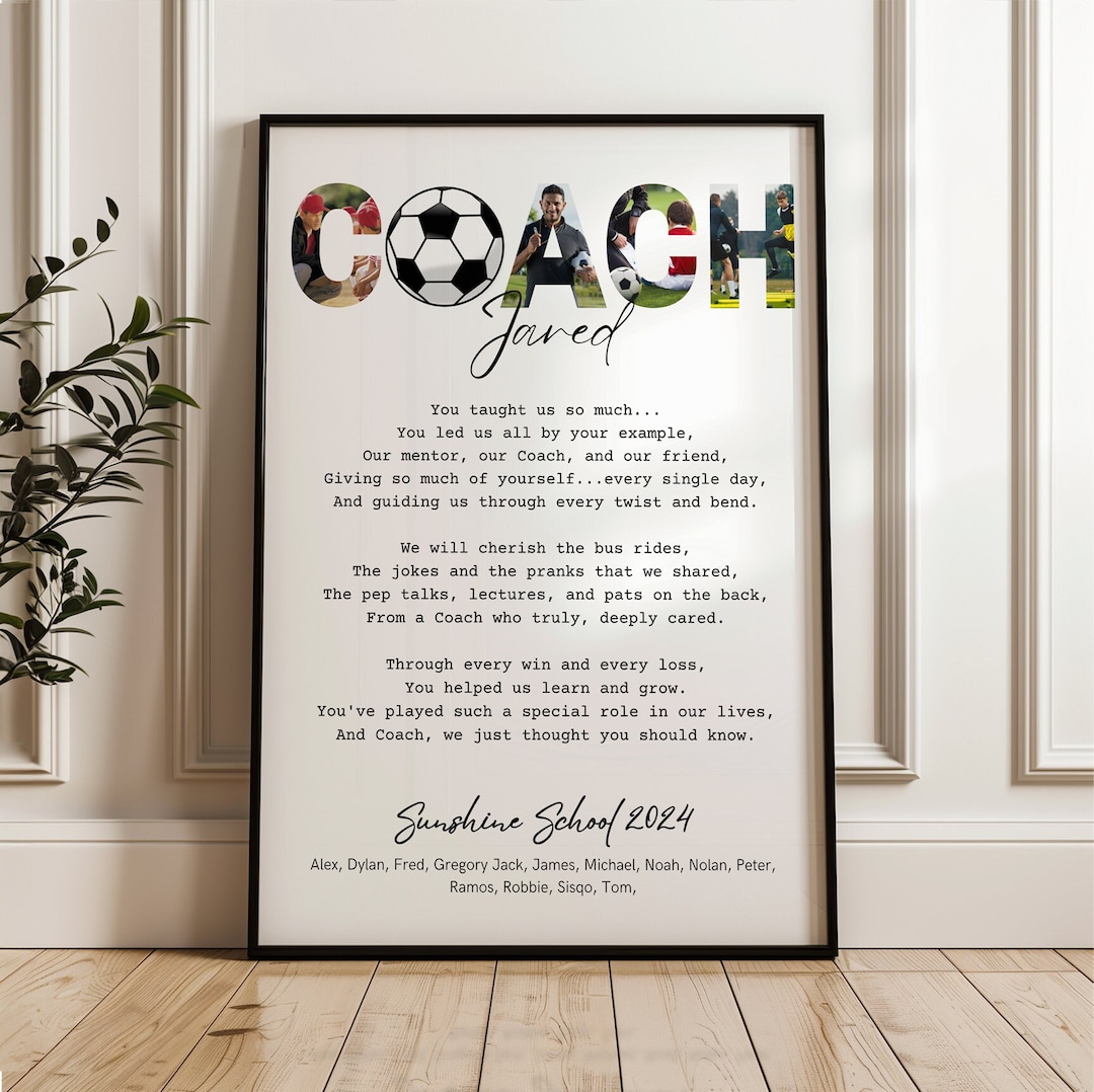 Printable Personalized Football Coach Gift Sports Coach Gift Retirement ...