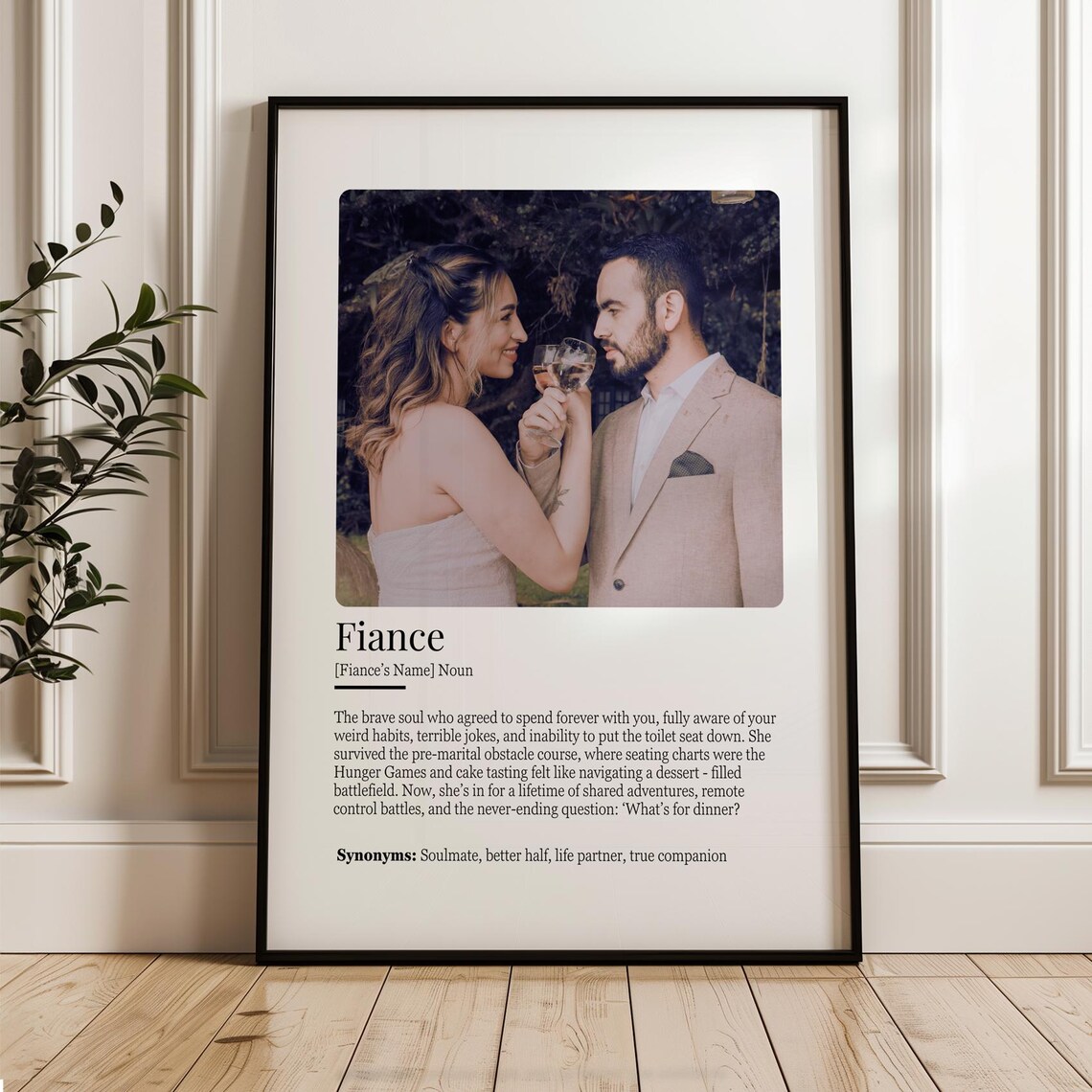 Personalized Fiance Definition Print, Custom Photo Fiance Birthday Gift ...