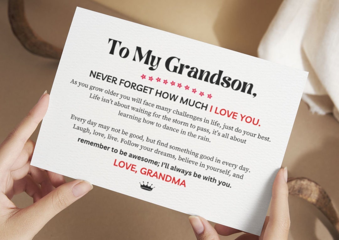 Letter to My Grandson Love Grandma PRINTABLE CARD Gift From Grandma to ...