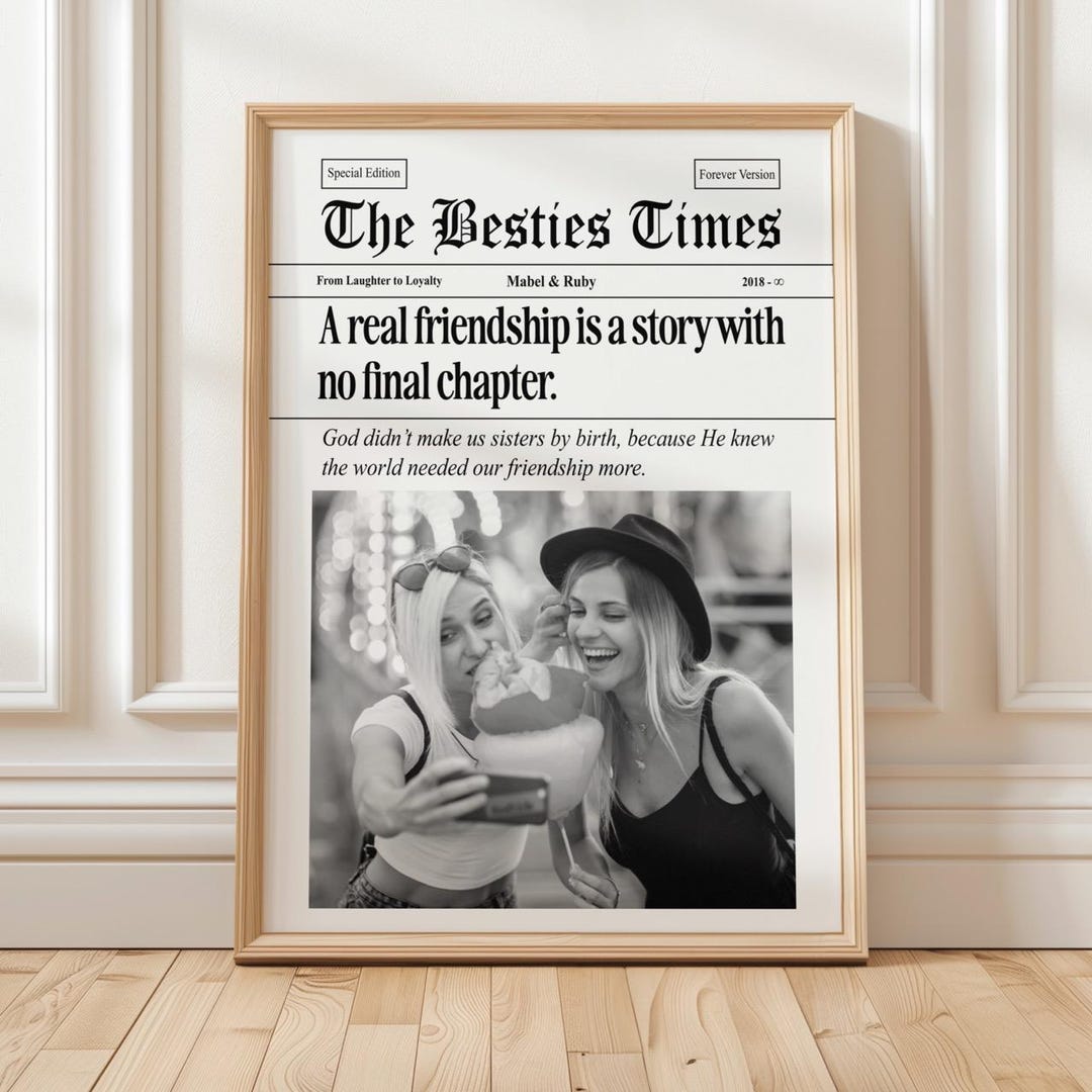 CUSTOM Newspaper Print Personalized Best Friends Poster Retro Soul ...