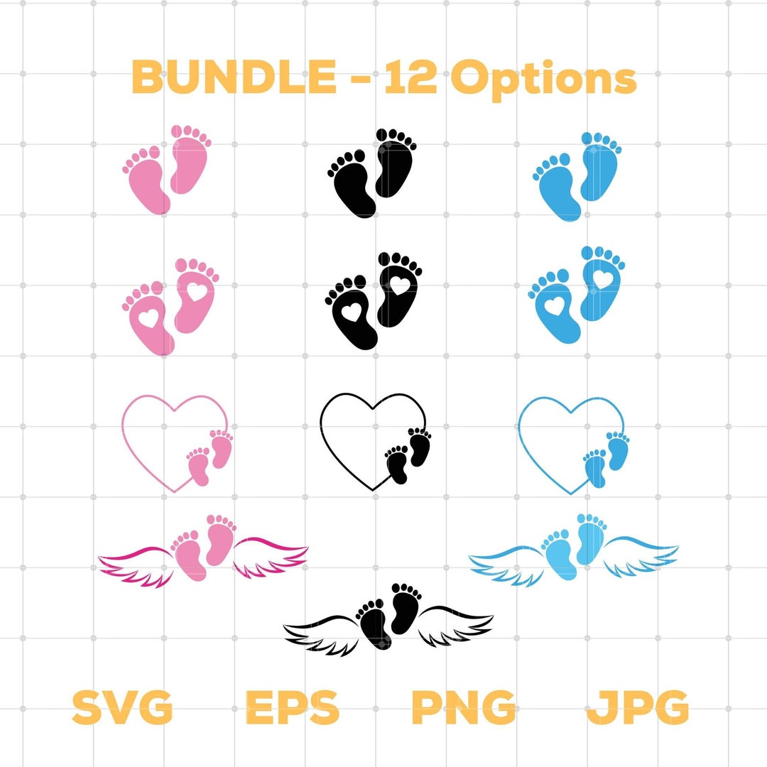 Baby Feet SVG, Footprint Cut File, Cute Footprints Baby Shower Gender ...