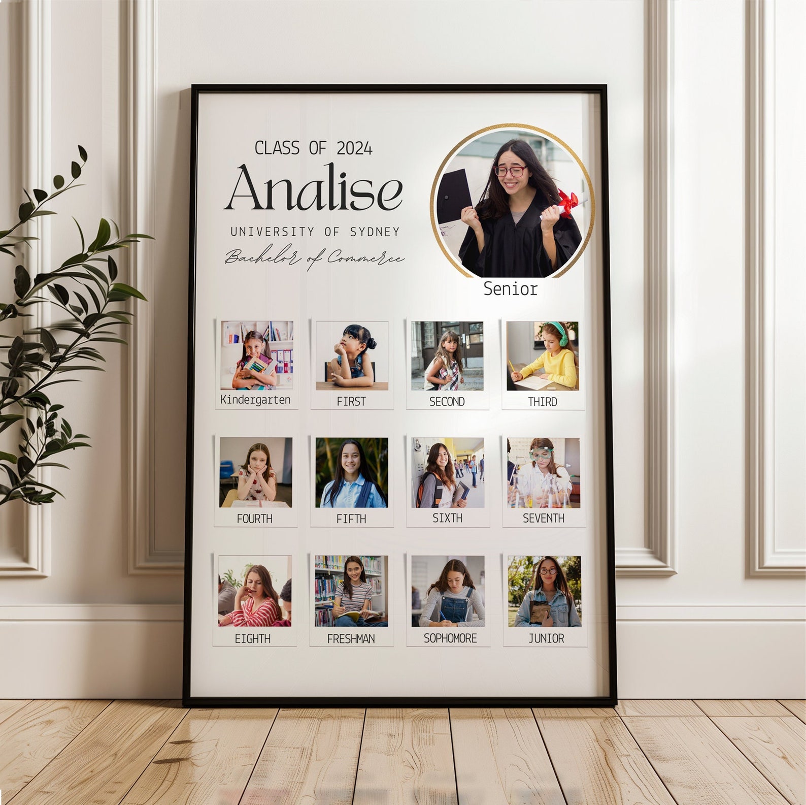 Personalized Graduation Photo Wall Art Print Through the Years Photo ...