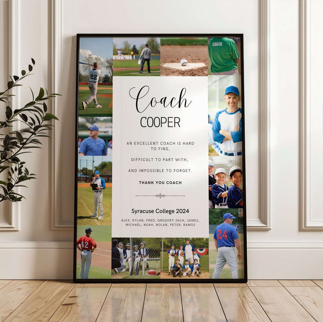 Personalized Coach Printable Frame, Coach Photo Collage, Gift for Coach ...