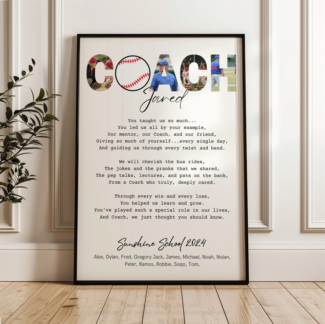 Personalized Baseball Coach Gift Printable Frame Baseball Coach ...