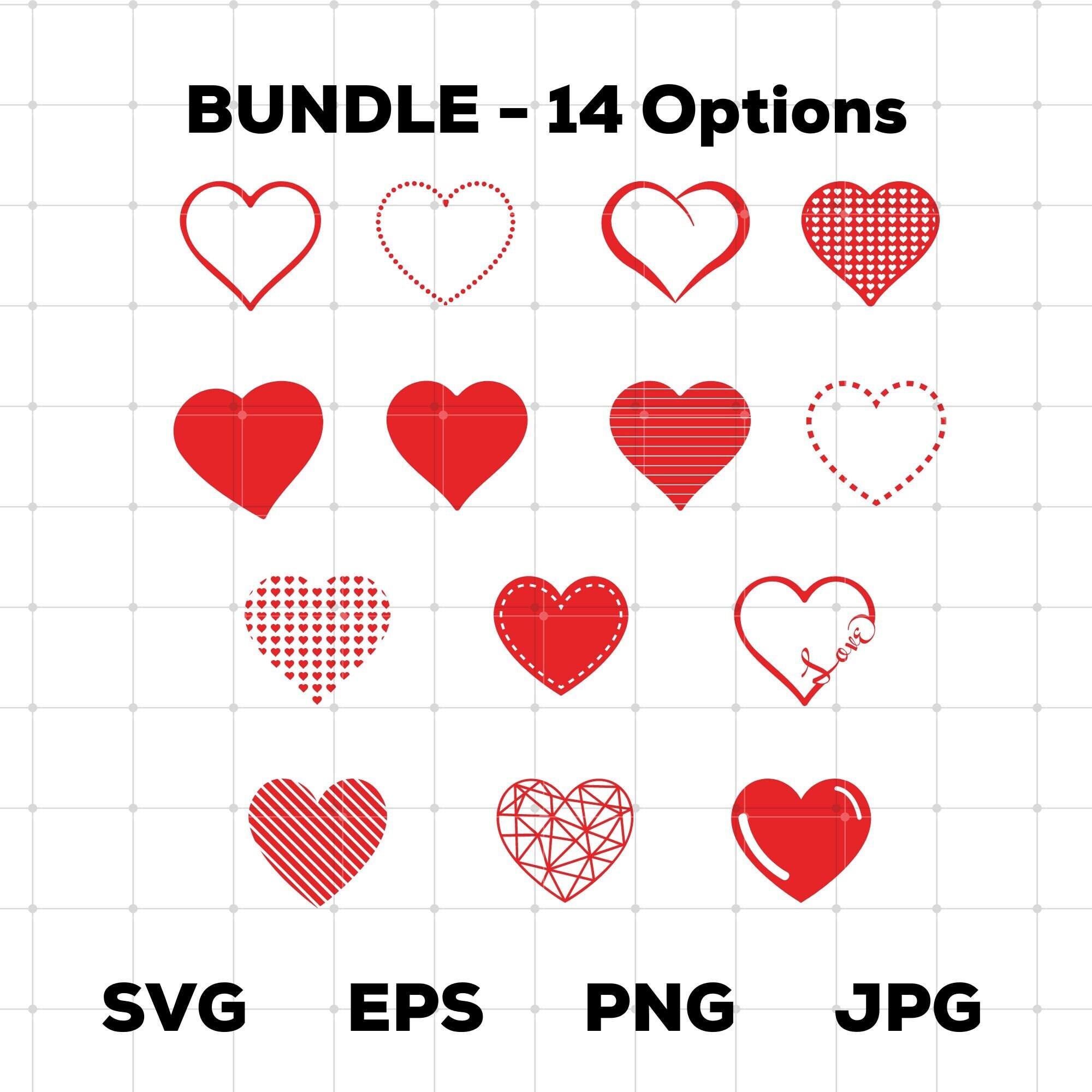 Heart Svg Bundle, Heart Outline Svg, Solid Heart Svg, Heart Outline ...