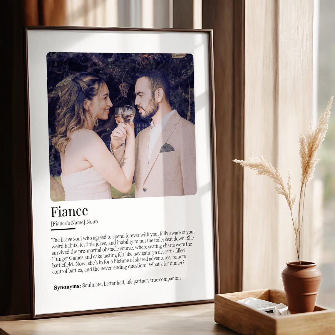 Personalized Fiance Definition Print, Custom Photo Fiance Birthday Gift ...