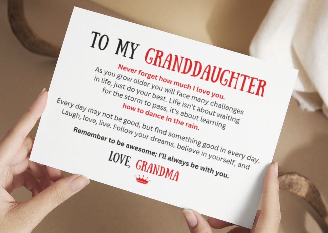 Letters to My Granddaughter Love Grandma Printable Card, Gift From ...