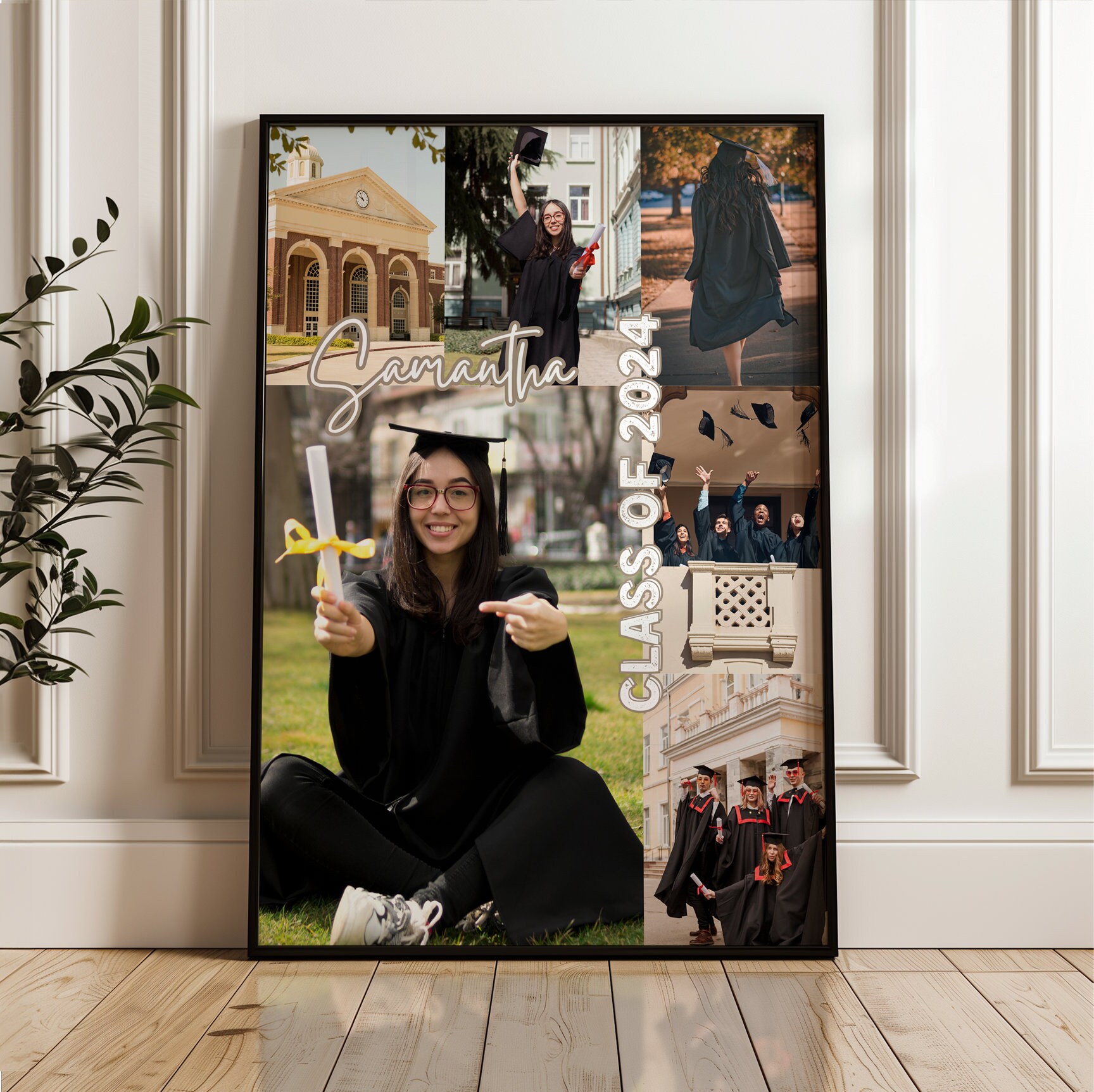 Personalized Graduation Class of 2024 Photo Collage Printable Wall Art ...