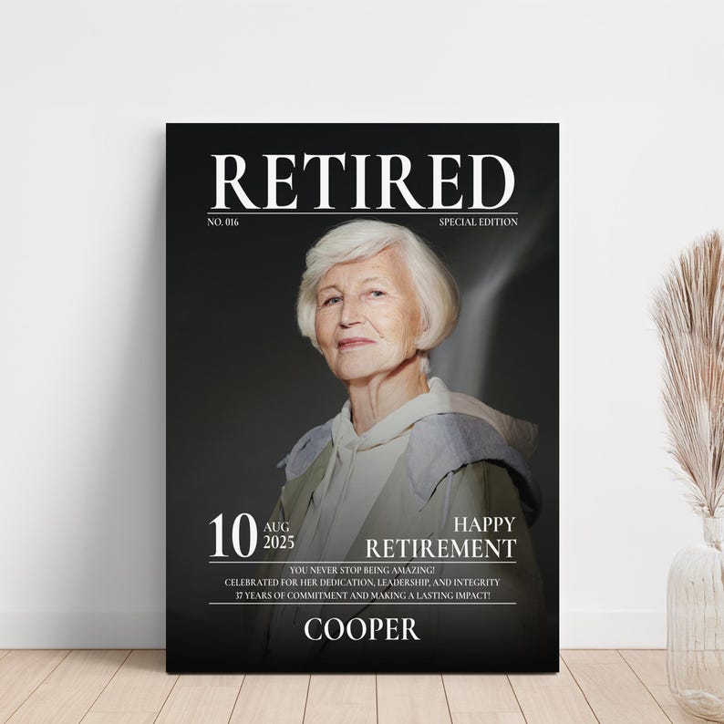 Personalised Retirement Magazine Cover, Photo Retirement Print, CUSTOM ...