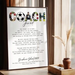 Printable Personalized Football Coach Gift Sports Coach Gift Retirement ...