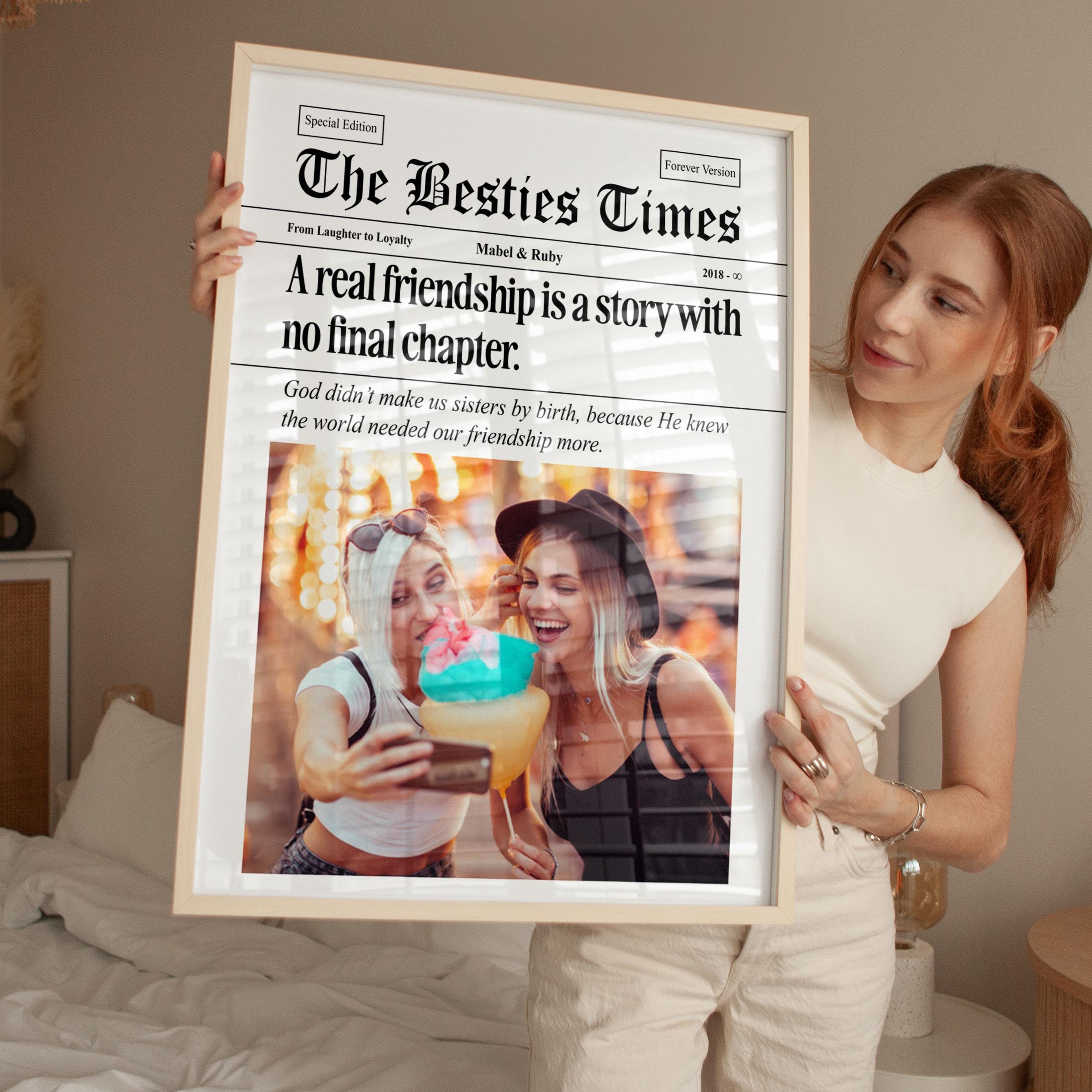 Custom Best Friends Newspaper Poster, Personalized Friendship Wall Art ...