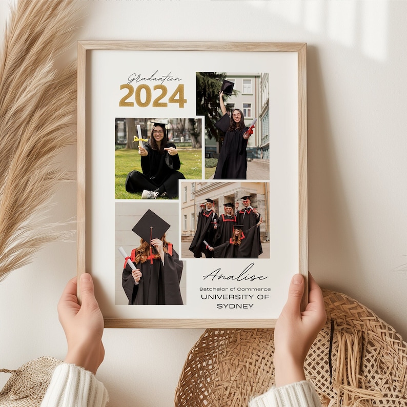Personalized Graduation Photo Collage Wall Art, Graduation Welcome Sign ...