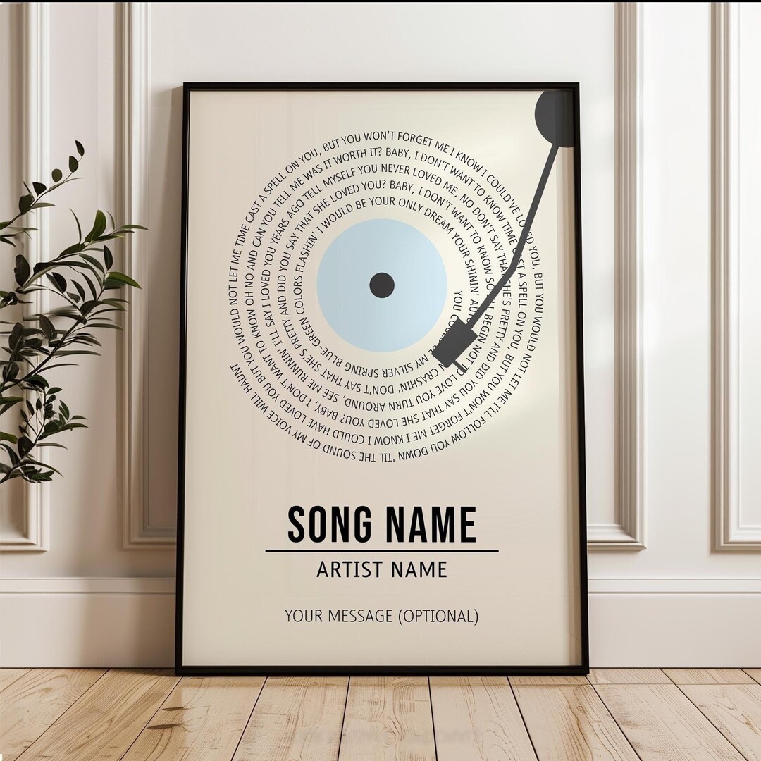 Custom Song Lyrics Poster Vinyl Lyric Poster Printable Song Poster ...