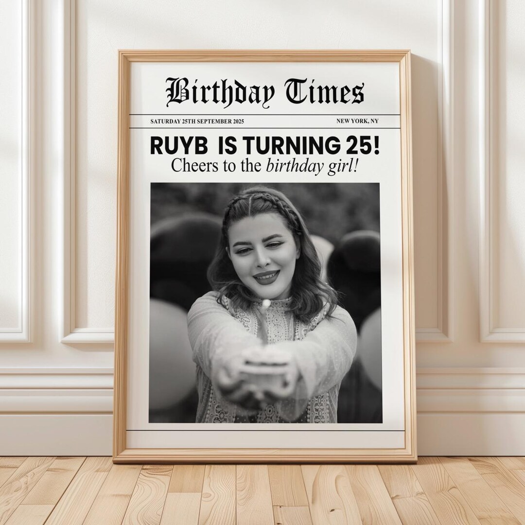 Personalized Birthday Newspaper Poster, Custom Photo Keepsake (digital ...