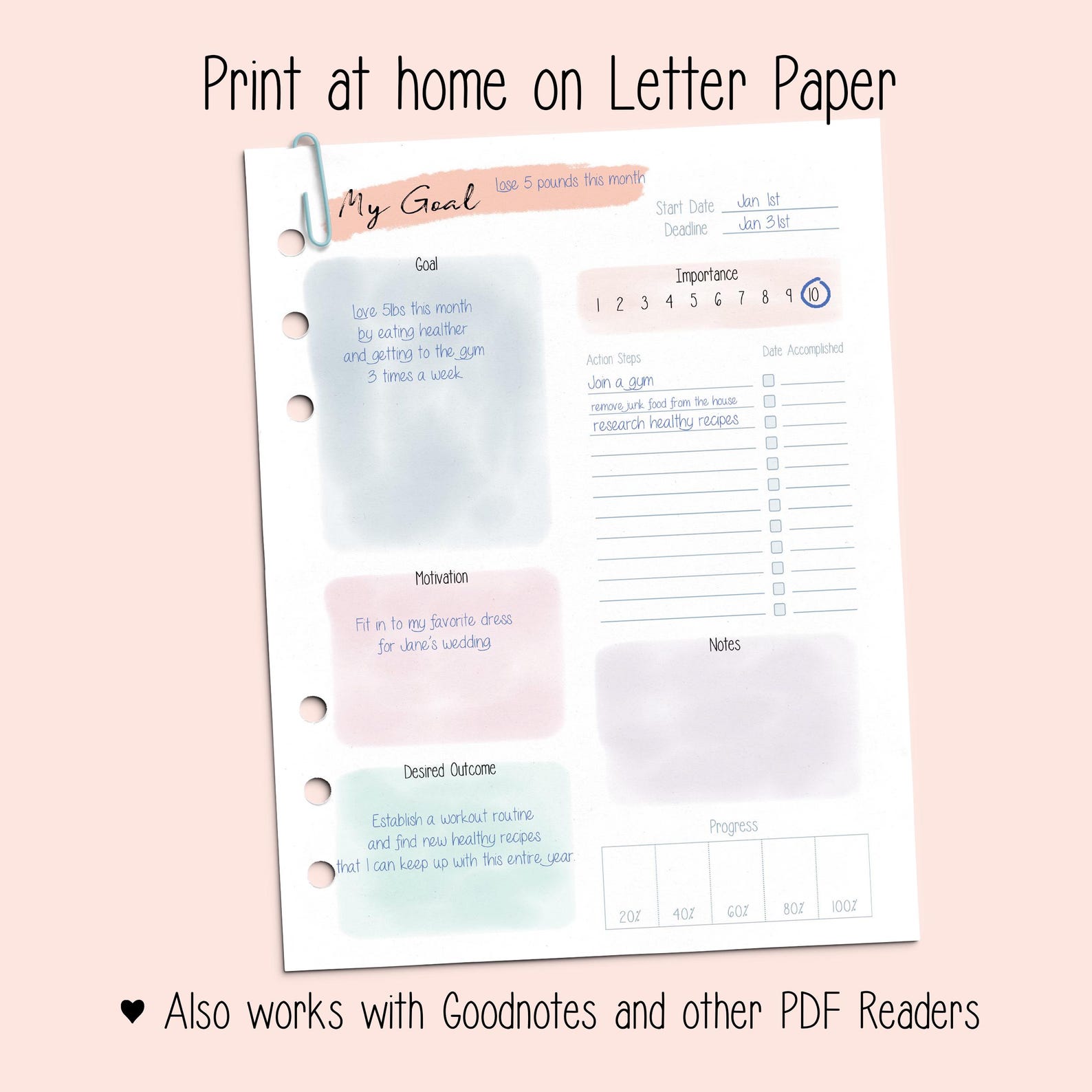 Goal Setting Tracking Template Realtor Business Form Happy Planner ...
