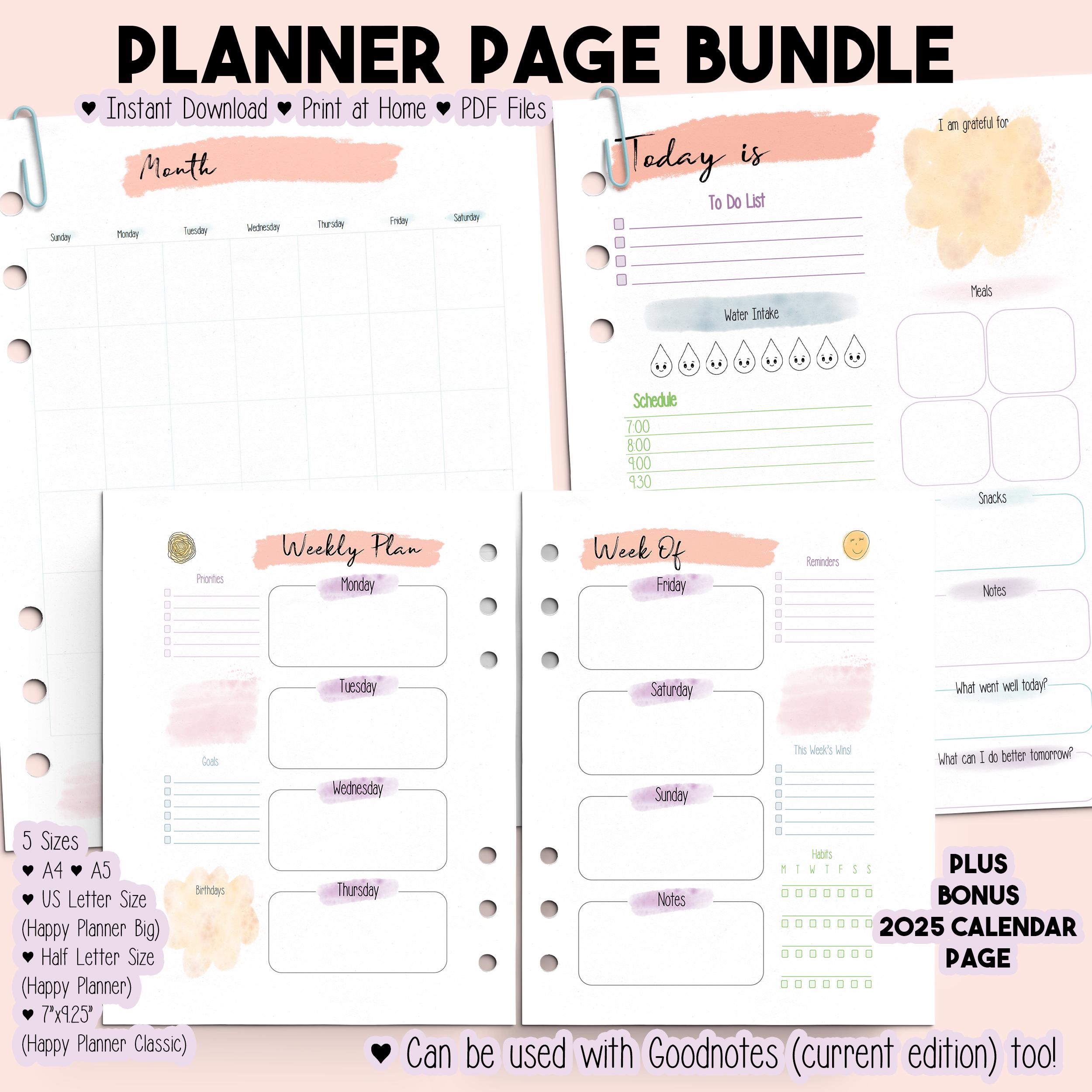 Planner Template Bundle Printable Inserts Pages Undated Planners for ...