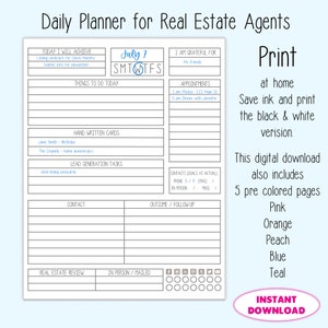 Real Estate Daily Planner Page Ninja Realtor Instant Digital Download ...