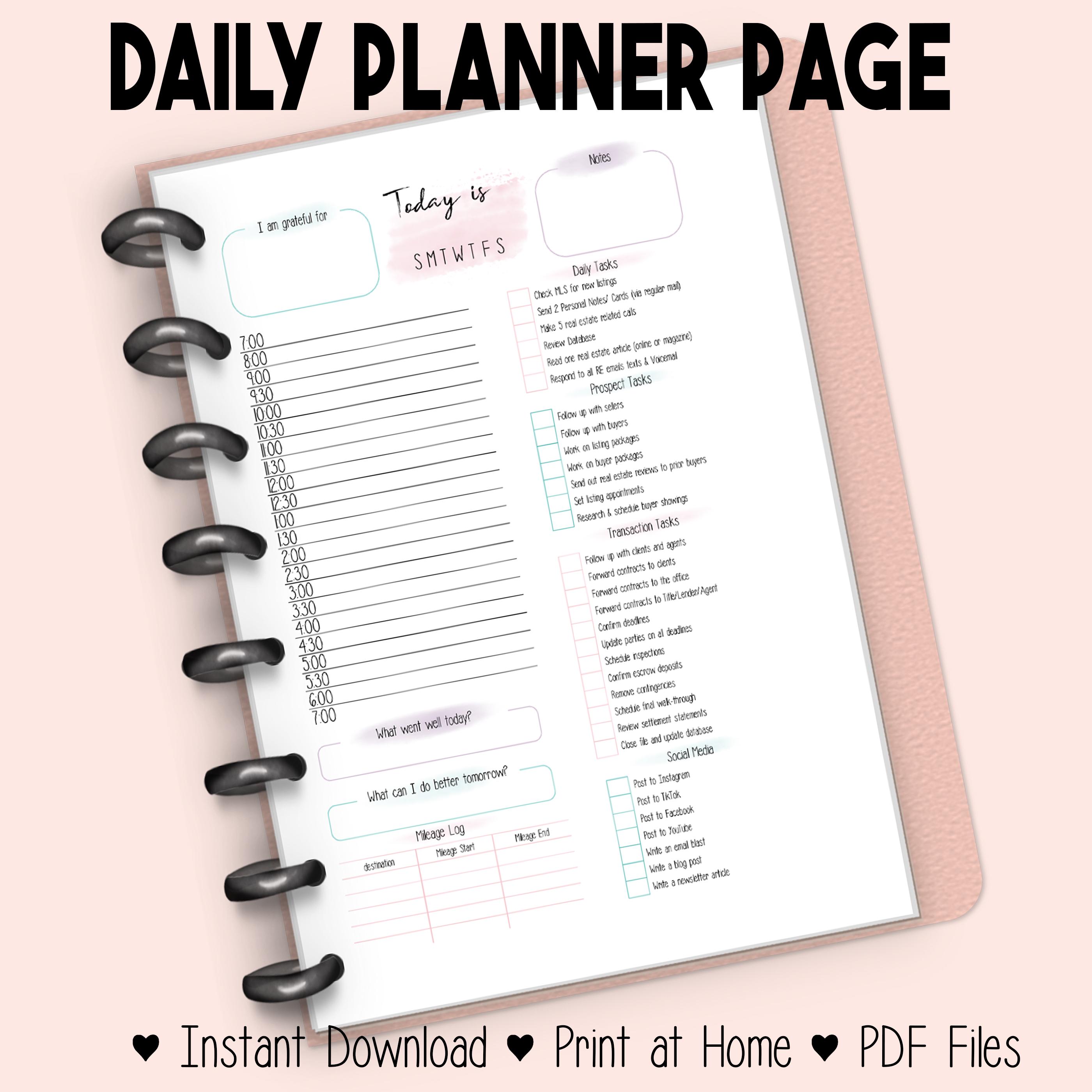 Real Estate Agent Daily Checklist and Business Planner Template ...
