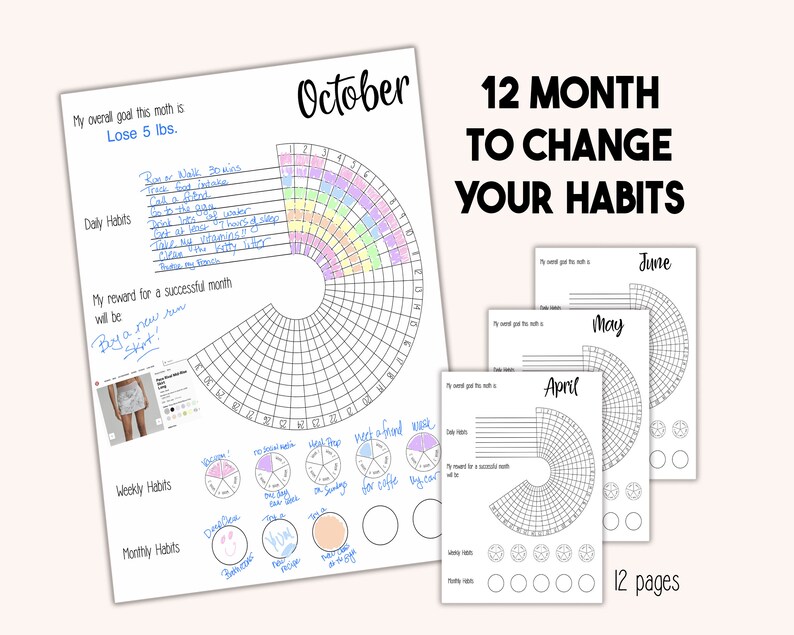 Habit Tracker Mood Checklist Printable Daily Weekly Monthly Goal ...
